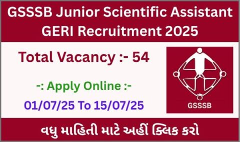 GSSSB Junior Scientific Assistant GERI Recruitment 2025